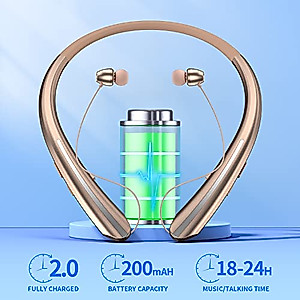 Neckband Bluetooth Headphones, Wireless Neckband Headset Retractable with Sweatproof Stereo Earbuds Call Vibrate Alert Earphones with Mic Compatible with iPhone, Android, iPad, Samsung (Rose)