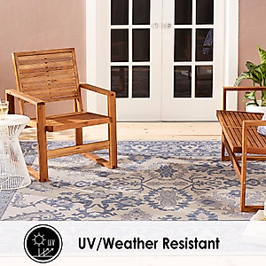 Nicole Miller New York Patio Country Ayana Transitional Border Indoor/Outdoor Area Rug, Grey/Blue, 3'11"x5'2"