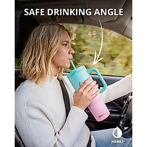 40 Oz Tumbler with Handle and Straw, Insulated Tumbler with Leakproof 2-in-1 Lid and Straw, Reusable and Portable Water and Coffee Stainless Steel Travel Mug, Vacuum Insulated (Iridescent)