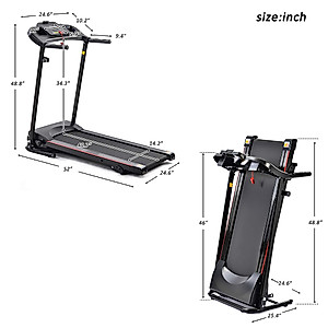 Treadmill, Home Folding Treadmill for Home Workout, 5" LCD Screen, Shock-Absorbent Running Deck, Device Holder - 265 LB Capacity (Steel)
