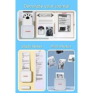 YOUDAO Pocket Printer | Portable Mini Bluetooth Thermal Printer | Photo Printer, Sticker Maker, Cute Notes Printer Compatible with iOS & Android | Journaling, Scrapbooking, Note Taking, Gifts, More