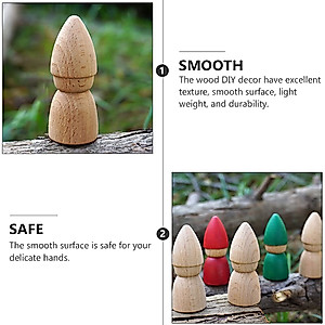 rosenice 6pcs Wooden Gnome Peg Doll Unfinished Wooden Peg People Figures Mini Peg Doll Bodies DIY Painting Puppets for Arts and Crafts Projects Role Play Game Beige