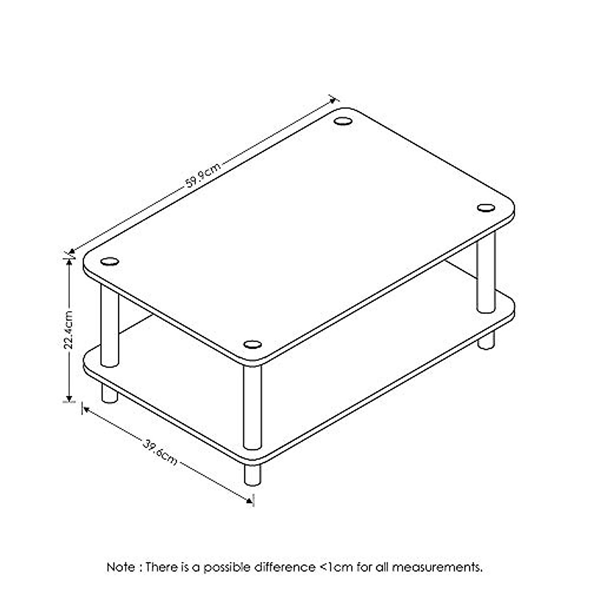 Furinno 11172 Just 2-Tier No Tools Coffee Table, White w/White Tube