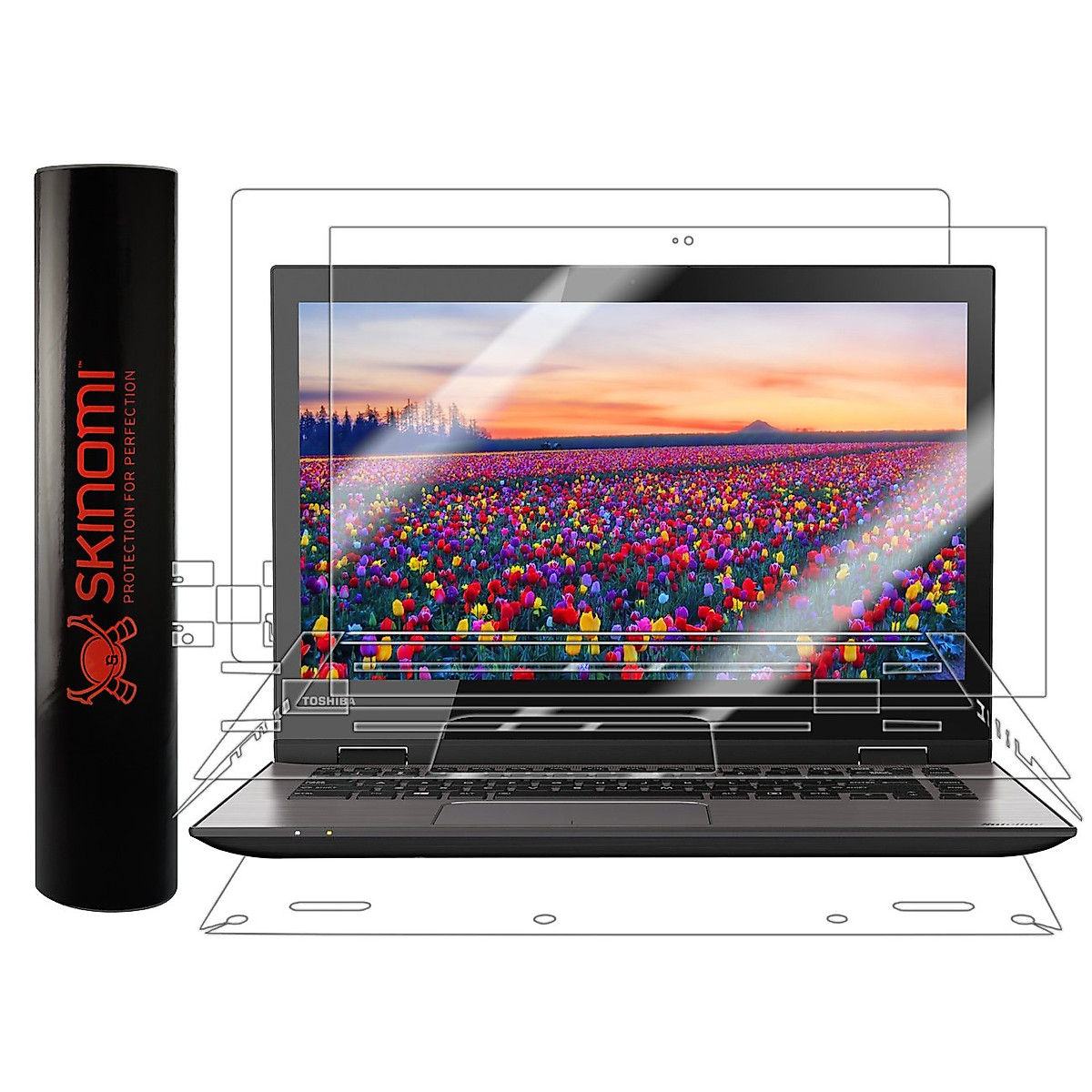 Skinomi Full Body Skin Protector Compatible with Toshiba Satellite Radius (2015, 14 inch)(Screen Protector + Back Cover) TechSkin Full Coverage Clear HD Film