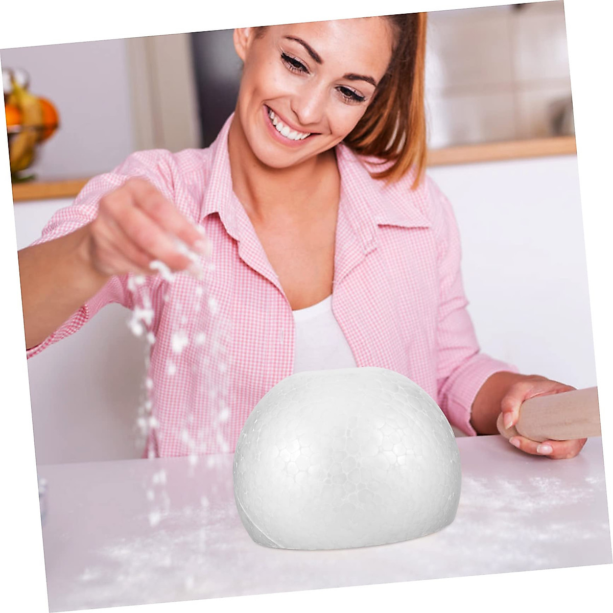 Parliky Spherical Cake Mold Foam Cake Mold Dummy Cake Rounds Polystyrene Cake Dummies Sphere Mold Cake Display Cake Dummy Doll Cake Mould Blocks White Accessories Multifunction to Rotate