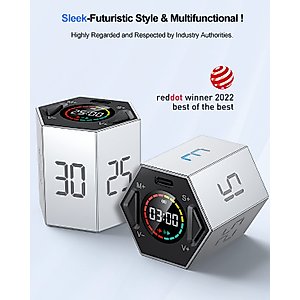 Ticktime Pro Pomodoro Timer, Productivity Cube Timer, Magnetic Flip Timer, Pause & Resume, Mute, Vibrate & Adjustable Sound Alert, for Task, Work, ADHD, 1/3/5/8/10/15min & Custom Countdown, Purple