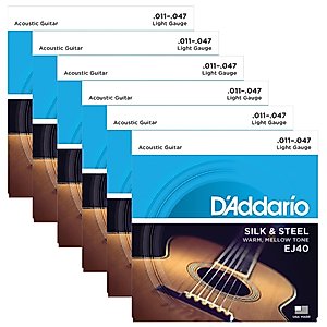 D'Addario EJ40 Silk & Steel Folk 11-47 (6 Pack Bundle)