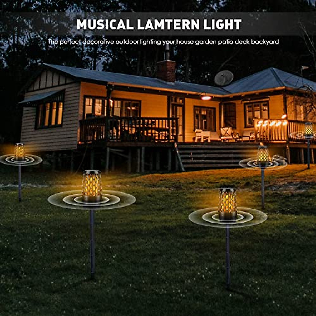 MOFOKEAY Outdoor Bluetooth Speakers Waterproof - 2 Pack Wireless Torch Atmosphere Speakers with Stake & Hook, Sync Up to 100 Speakers, BT 5.3 Portable Speaker for Patio Camp Party, Gifts for Men Women