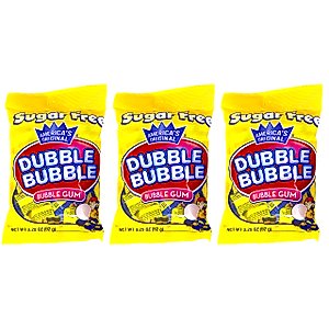 Dubble Bubble Gum 3.25 Ounce Bag (Pack of 3) – Individually Wrapped Sugar Free Bubble Gum