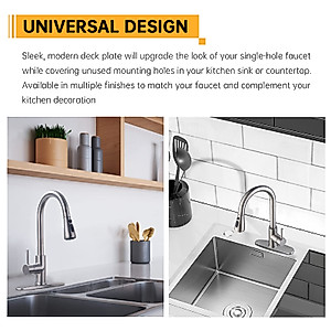 Hiqufet Kitchen Faucet Plate Hiqufet Faucet Plates to Cover Holes Stainless Steel Matching 1 or 3 Hole Kitchen Faucet or Bathroom Faucet deck plate Brushed Nickel 10.35 Inch