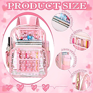 3 Pieces Clear Backpack Stadium Approved Backpack for Girls Clear Stadium Backpack Set Clear Tote Backpack for Women, 16.9 x 12 x 6.5 Inch (Heart Style)