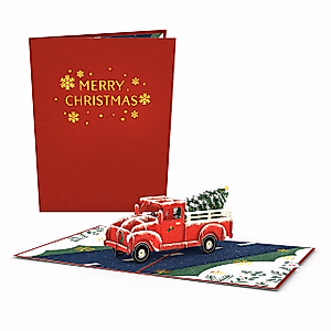 Lovepop Holiday Truck Pop Up Card, 5x7-3D Greeting Card, Pop Up Christmas Cards, Kids Christmas Card, 3D Christmas Card, Christmas Cards, Winter Cards