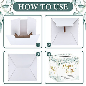 WideIdeal 51Pcs Diaper Raffle Sign, Baby Shower Game Diaper Raffle Card Box Party Decorations Game Kit (1 Raffle Box + 50 Cards) Neutral Greenery WI01