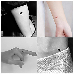 Everjoy Red Black Love Hearts Temporary Tattoos 15 Designs 2 Colors 360 Patterns, Waterproof Valentines Decal Tattoo Stickers for Women