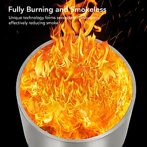 16.5 Inch Smokeless Fire Pit for Outdoor Wood Burning, Portable Stainless Steel Camping Stove with Stand, Unique Removable Ash Pan Design, H: 11.5 in, 13.22 lbs - Ideal for Camping