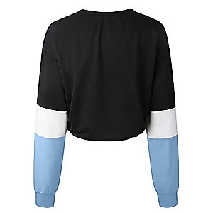 Long Sleeve Sweatshirt for Women THENLIAN Womens Long Sleeve Splcing Color Sweatshirt Pullover Tops Blouse(Blue, XL)