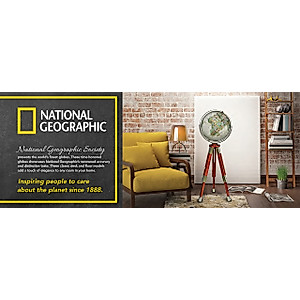 National Geographic Eaton 16" Diameter Floor Globe with Adjustable Legs and Brass Plated Meridian and Fittings