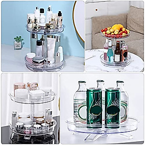 DOITOOL Kitchen Jar Holder Turntable Rack 2-Tier Rotating Cosmetics Organizer Makeup Storage Holder Kitchen Counter Cabinet Organizer Tray Seasoning Bottle Rack