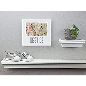 Pearhead Bestie and Baby Frame, Baby and Pet Keepsake Frame, 4" x 6" Photo Insert, Tabletop And Wall Mount Picture Frame, White
