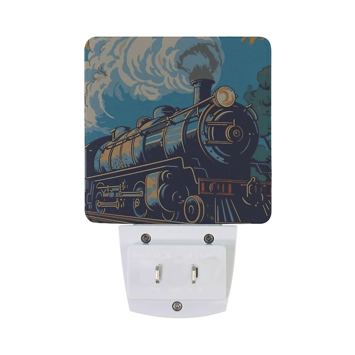 ZENWAWA Running Steam Train Night Light Plug into Wall Decorative Auto Dusk to Dawn Sensor LED Night Lamp 2 Pack 3×4.5×1.4 in