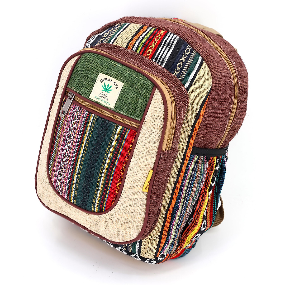 Unique design Himalaya Hemp Hippie Backpack Festival Backpack Hiking Backpack FAIR TRADE Handmade with Love. (BROWN)