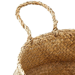 Americanflat Natural Hand-Woven Palm and Seagrass Belly Baskets (11" Tall)
