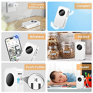 Phomemo Label Maker Machine with Tape, D35 Wireless Bluetooth Labels Maker Portable Mini Label Printer, Easy to Use with Smartphone Small Sticker Labeler Multiple Templates for Home Office organizing