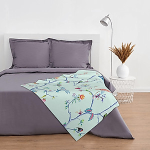 Super Soft Flannel Blanket with Flower-and-Bird Pattern on Branches 50 X 40 Inch Comfortable and Light Blanket is Suitable for Sofa Decoration Travel.