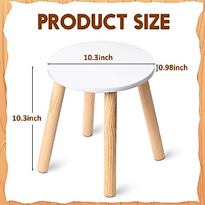 Wenqik 4 Wooden Stool Sitting 10.3 Inch 4 Legged Small Wooden Step Stool Solid Hard Wood Cute Milking Stool Sturdy Wooden Chair for Bedroom Playroom Furniture