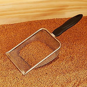 FIRSAL Cat Litter Scoop Stainless Steel Mesh Scooper Long Handle Deep Shovel Non-Stick Coated Metal Litter Scoop for Litter Box Kitten Pooper Lifter (Hole:3.8mm/Regular Cat Litter Scoop)