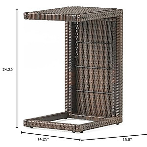 Christopher Knight Home CKH C-Shaped PE Accent Table, Multibrown