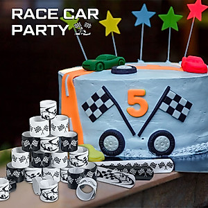 48 Pcs Race Car Party Favors Car Slap Bracelets, Racing Checkered Flag Slap Bracelet for Kids Adults Speed Car Party Birthday Classroom Prizes Exchanging Gifts Sports Events Supplies