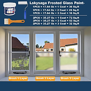 35.27 oz Frosted Glass Paint Kit, Frosted Glass Spray, Low Odor Privacy Protect&UV Resistant Glass Frosting Paint for Windows, Shower, Bathroom, Office, Glass Bottle Crafts, Sliding Door etc.