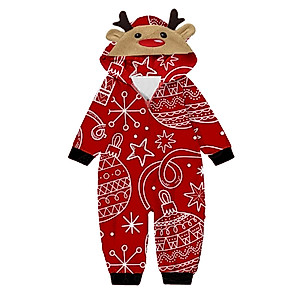 Matching Family Christmas Pajamas Onesie 2023 Funny Printed Hooded Pjs Holiday Xmas Sleepwear Matching Sets Reindeer Sleepwear Dinosaur Pajamas for Women Matching Pj Set