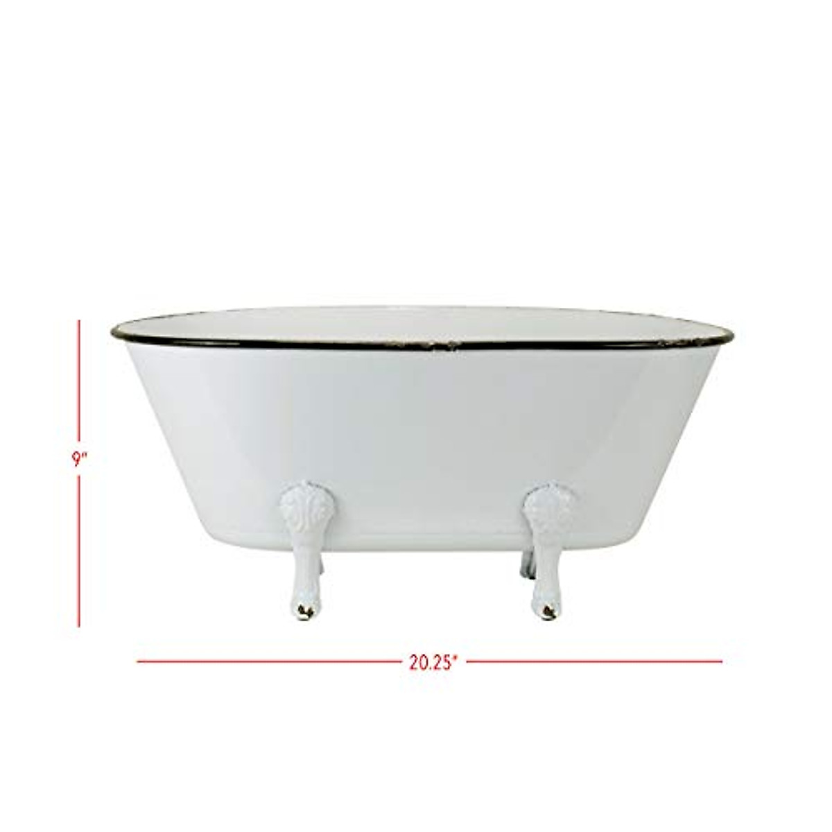 Foreside Home & Garden White Black Distressed Rim Enamel Decorative Bathtub