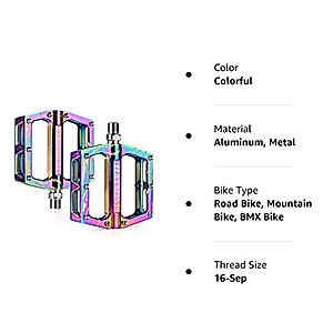 HAIMIM Road Bike Pedals 9/16 Sealed Bearing Mountain Bicycle Flat Pedals Lightweight Aluminum Alloy Wide Platform Cycling Pedal for BMX/MTB -Universal Lightweight Aluminum Alloy Platform Pedal