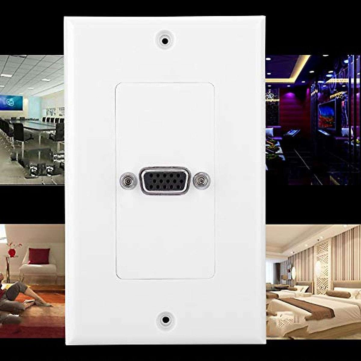 DAUERHAFT Wall Mount VGA Head Flexible Wiring Easy Installation ABS Socket Panel for Engineering Wiring