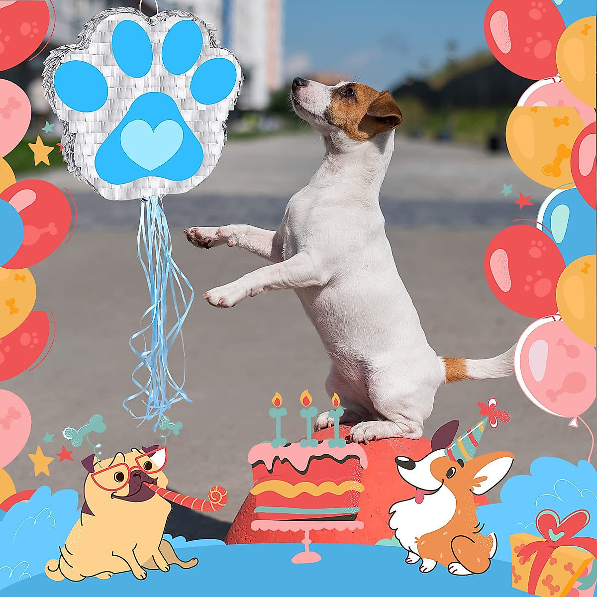 Dog Paw Piñata Small Dog Paw Piñata Themed Birthday Party Supplies Piñata Blue Puppy Paw Piñata It's Party Woof Dog Themed for Girls Boy Baby Shower