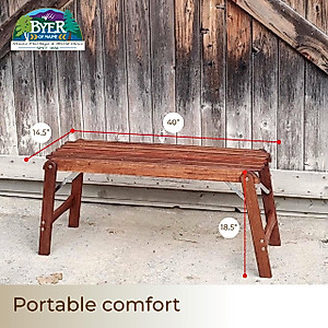 BYER OF MAINE Pangean Outdoor Wooden Bench, Foldable Bench for Indoor and Ourdoor, Home Furniture, 20 lbs - 14.5 x 40 x 18.5 Inches H