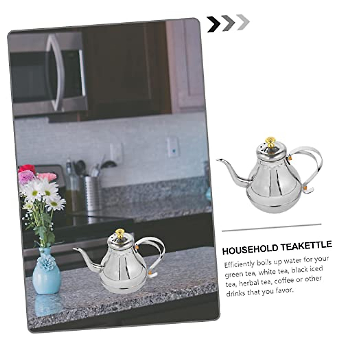 Mikinona 1pc Kettle Gooseneck Teapot Stovetop Whistling Portable Induction Cook Top Espresso Coffee Maker Machine Portable Coffee Maker Portable Espresso Coffee Pot Stainless Steel