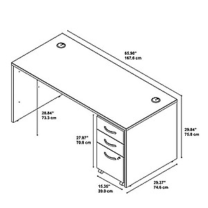 Bush Business Furniture Series C 66W x 30D Office Desk with Mobile File Cabinet