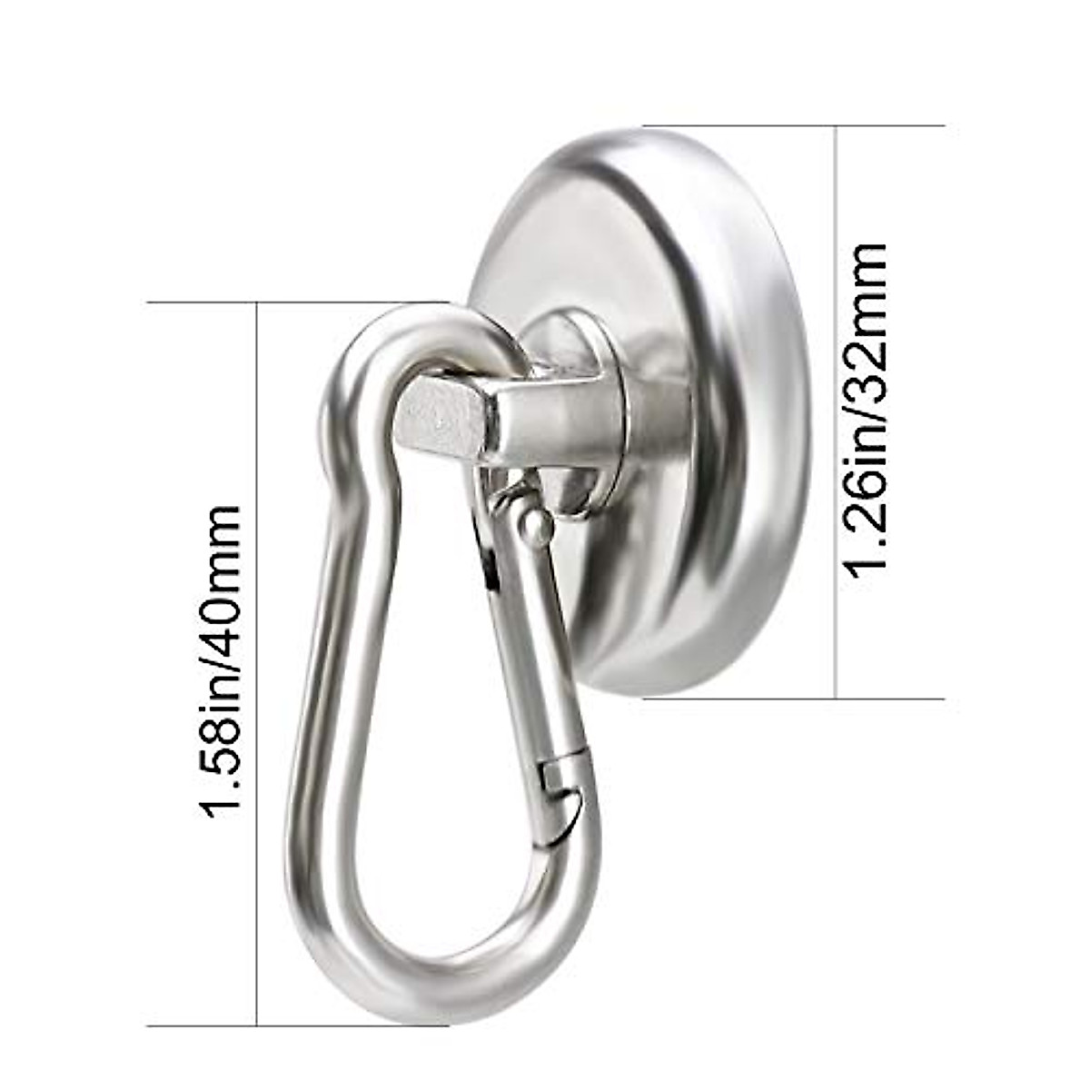 DIYMAG Magnetic Hooks,100LBS Strong Heavy Duty Neodymium Magnet Hooks with Swivel Carabiner Hook,Great for Your Refrigerator and Other Magnetic Surfaces,Pack of 7