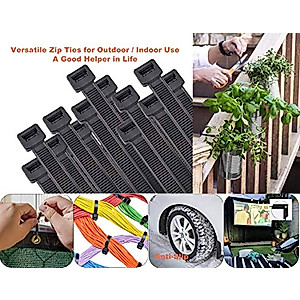 Zip Ties Heavy Duty 200 lb 18 Inch, Extra Long Cable Ties Black Zip Tie Wide Plastic Ties Large Industrial Cable Wire Tie Wraps 50 Pieces