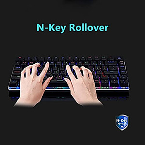 FIRSTBLOOD ONLY GAME. AK33 Geek RGB Mechanical Keyboard, 82 Keys Layout, Black Switches, LED Backlit, Aluminum Portable Wired Gaming Keyboard, Pluggable Cable, for Games Work and Daily Use, Black