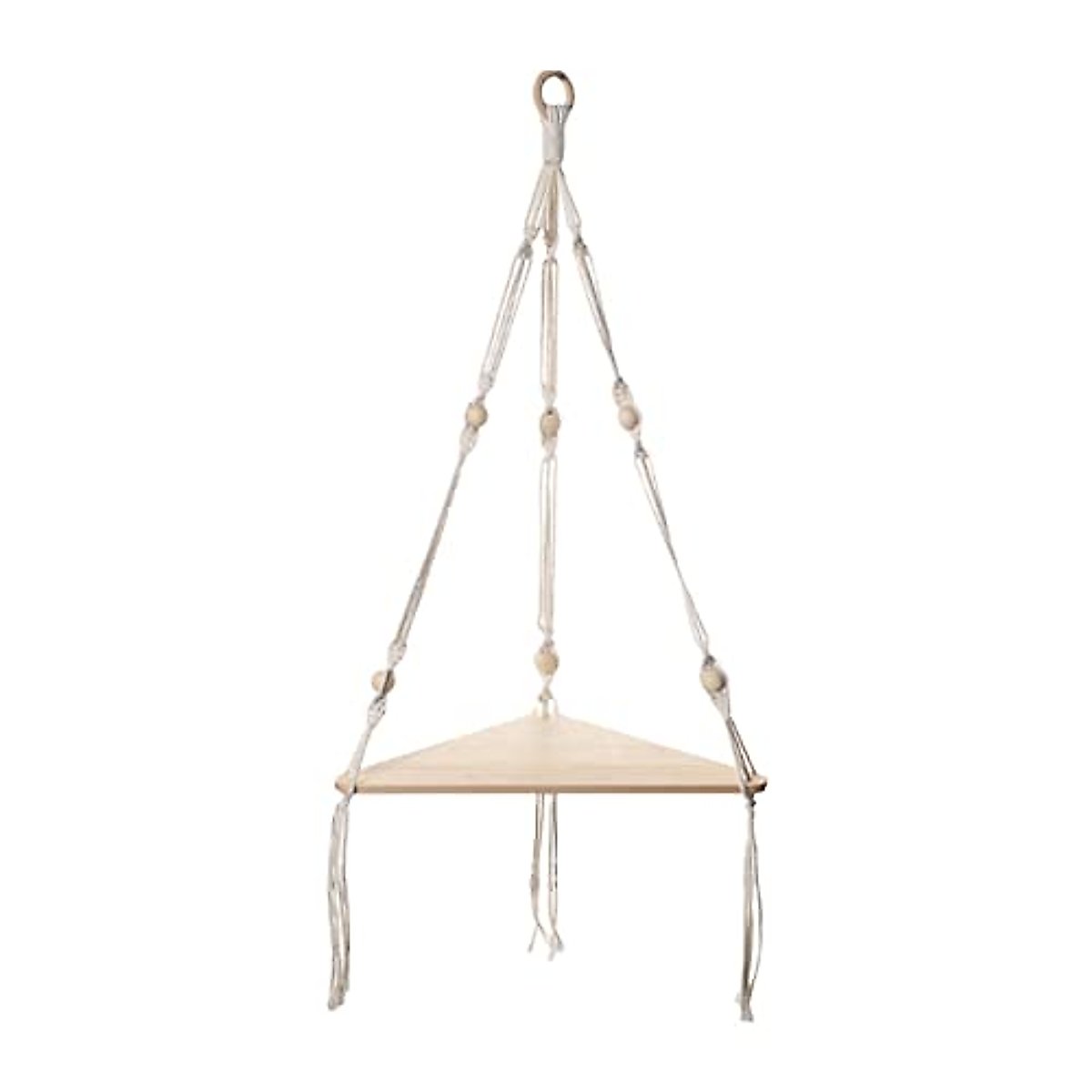 loensy Macrame Hanging Shelf Corner Rope Shelf Floating Shelf for Bookshelf Indoor