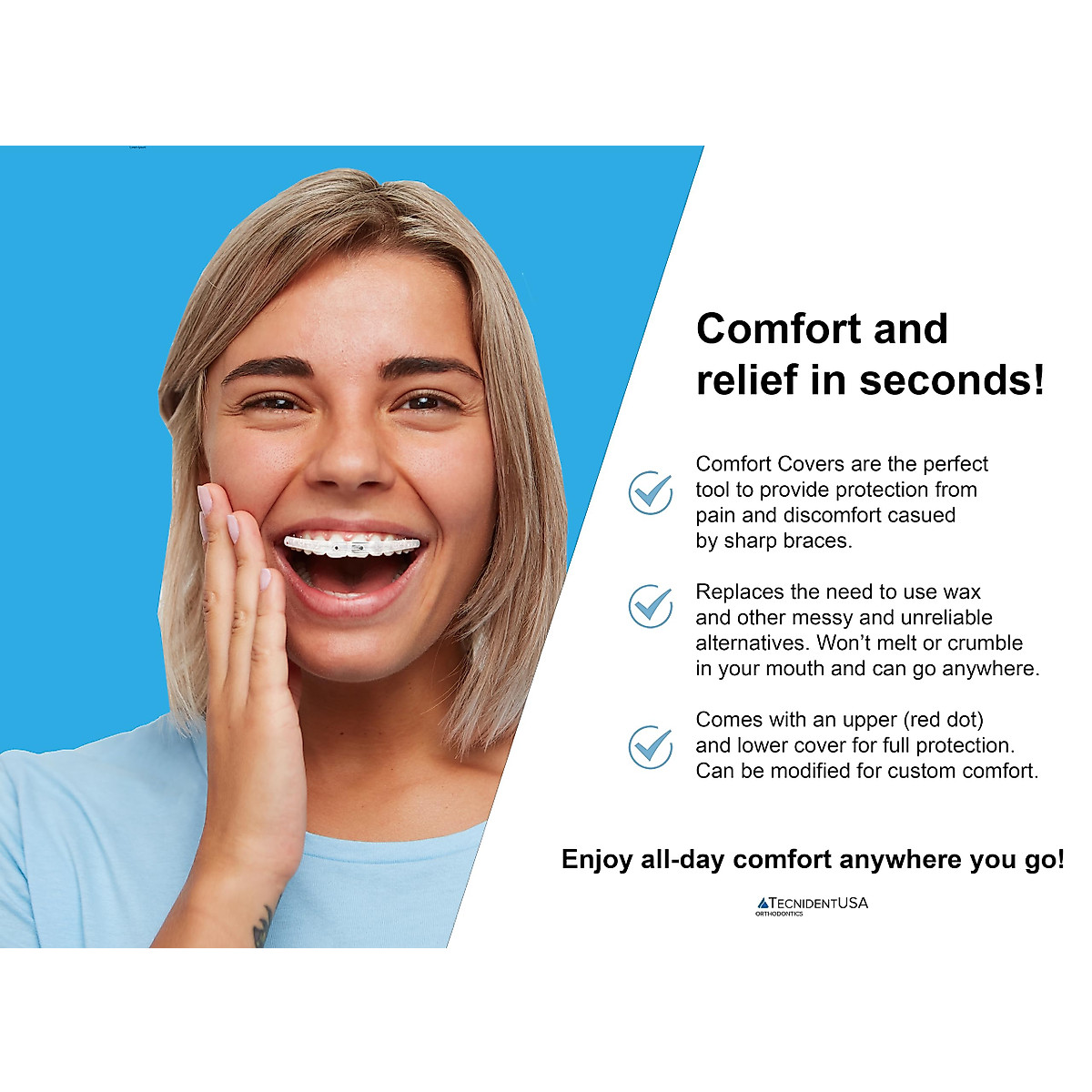 Comfort Cover for Braces, Lip Protector Mouth Guard Lip Cushion Teeth Shield Bumper for Brackets, Aligner, Dental Wax Alternative, Hard and Rigid Clip