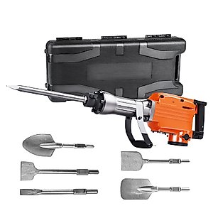 VEVOR Demolition Jack Hammer, MAX 2200W Electric Jackhammer Heavy Duty, 1350 BPM Concrete Breaker 6pcs Chisels Bit Chipping with Case