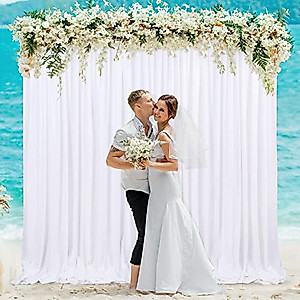 White Backdrop Curtains 2 Panels 5ft x 10ft Polyester Photo Backdrop Drapes for Wedding Party Background Decorations