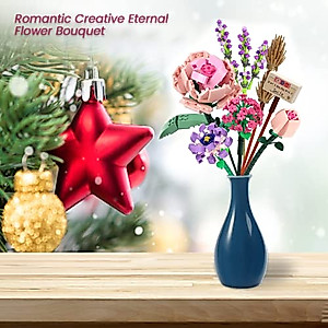 PinkBee Flower Bouquet 2021, Mini Pink Rose Building Block Sets Valentines Mothers Day Love Romantic Gifts Creative Home Decor Toys Kits for Her Girlfriends Couples Women Wife Kids 8+ 8-12 (547 PCS)