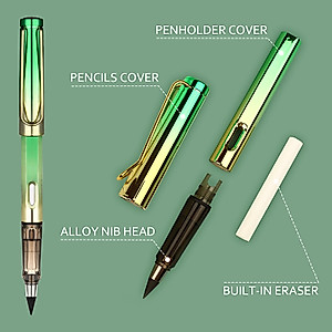 Mechanical Pencils Inkless Pencils Eternal Set - 6 Everlasting Pencil,6 Replaceable Nibs,3 Erasers,1 Pencil Case,Pencil Never Sharpen,Infinity Pencils,Forever Pencil for Kids Student Writing Drawing